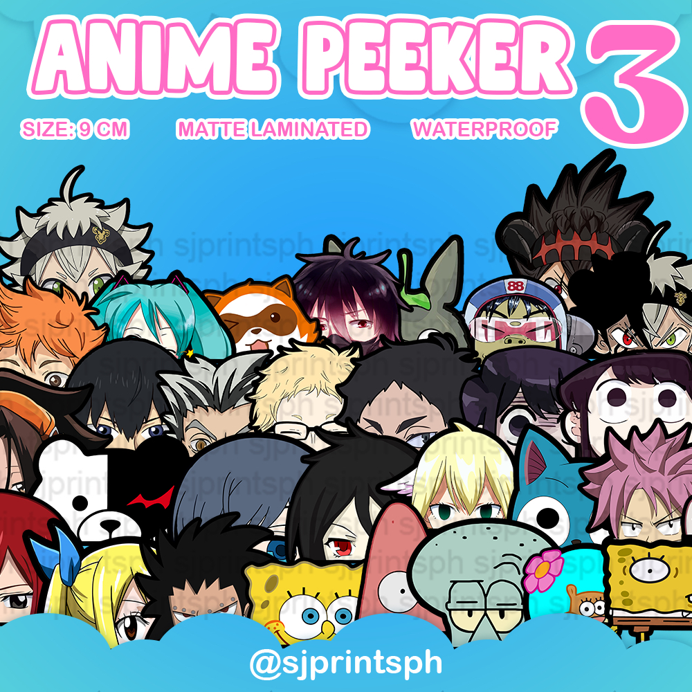 [PART 3] Anime Peeking Stickers| Waterproof laminated vinyl | Shopee ...