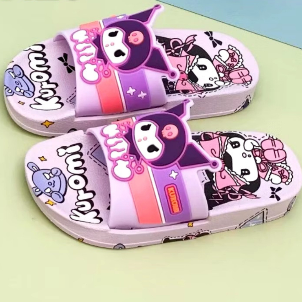 KES Kids Slippers Kuromi MyMelody Girl Sandals Girls u-shape slide ...