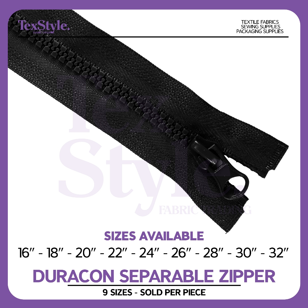 Textstyle Black Duracon Separable Zipper For Jacket Hoodies Size 16 to 32 Inches Apparel Zipper ...