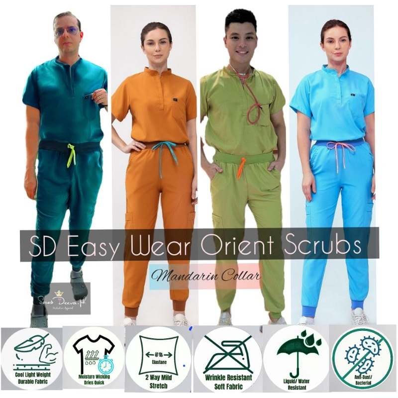 SD EASY WEAR ORIENT Scrub Suit (Mandarin collar) Mild Stretch, Quick ...