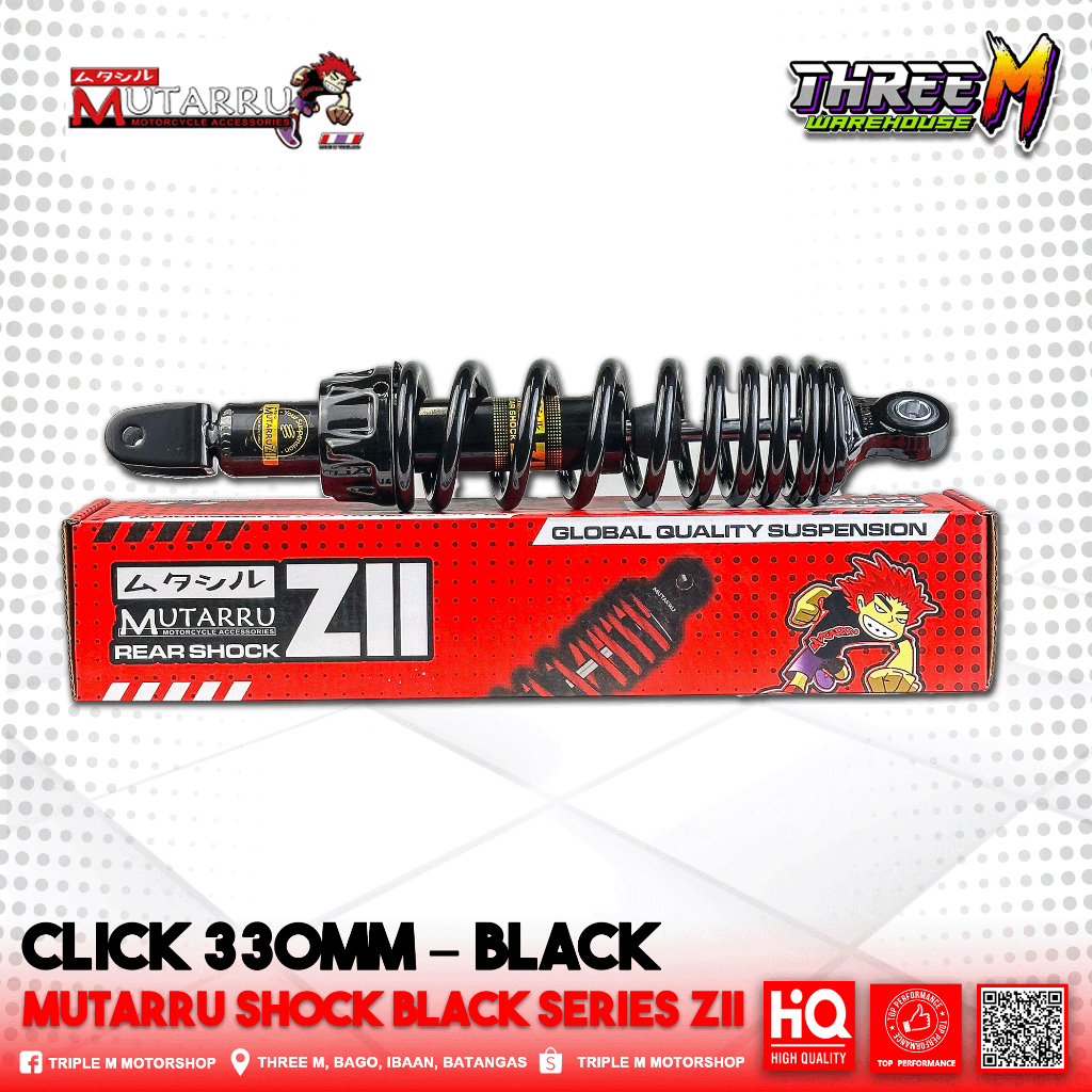 MUTARRU REAR SHOCK ZII CLICK BLACK SERIES 330MM | Shopee Philippines