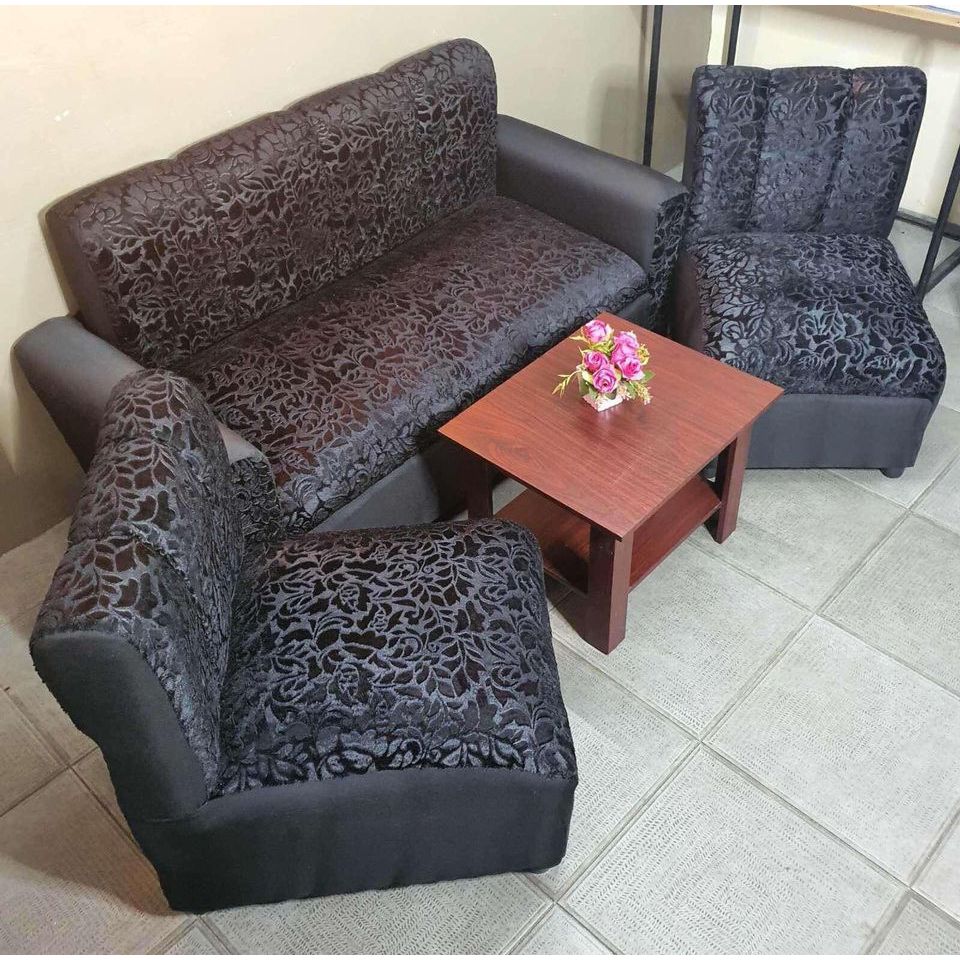 BULCASTER SOFA SET BLACK VELVET WITH TABLE(FREE DELIVERY MANILA ...