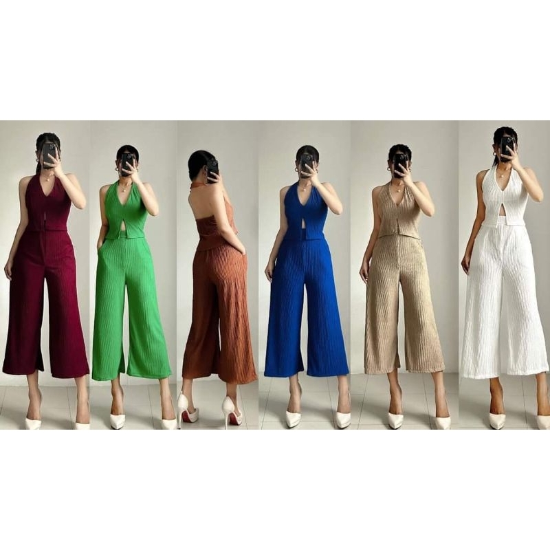TERNO TOP AND WIDELEG SQUARE PANTS BARK CREPE FABRIC SMALL TO MEDIUM ...