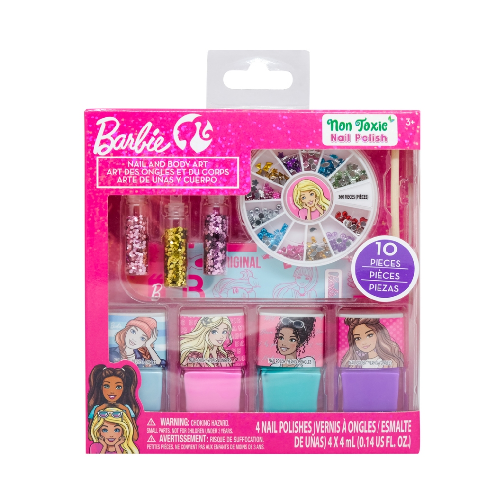 Barbie 10pc Nail and Body Art Nail Polish Set – Pretend Play Makeup ...