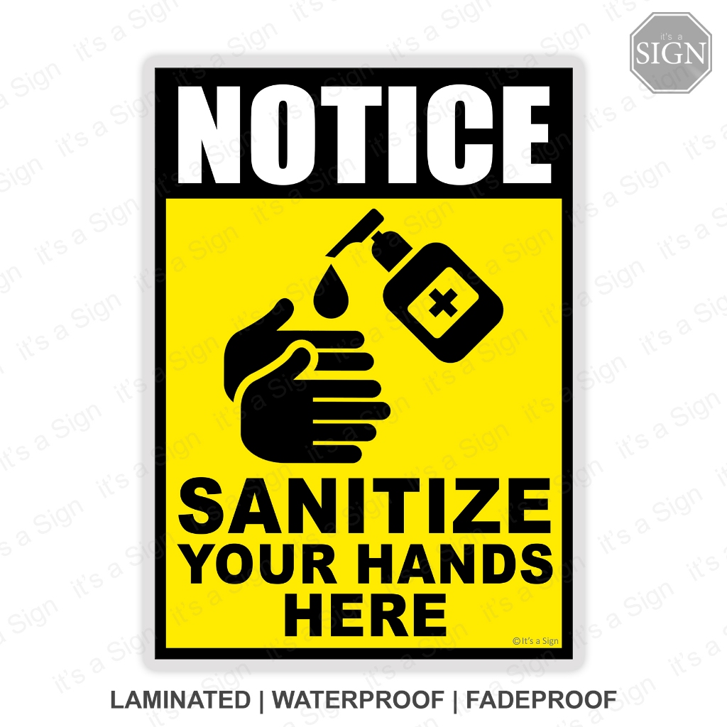 Sanitize Hands Here Sign Label - Laminated Signage - A4 / A5 Size | Shopee Philippines