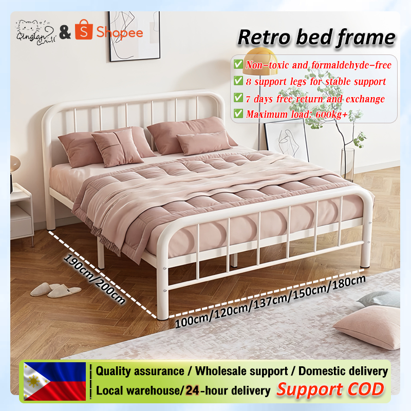 Iron Frame Bed Double Bed American Bed Frame Simple Retro European Iron Bed Princess Bed Bedroom ...