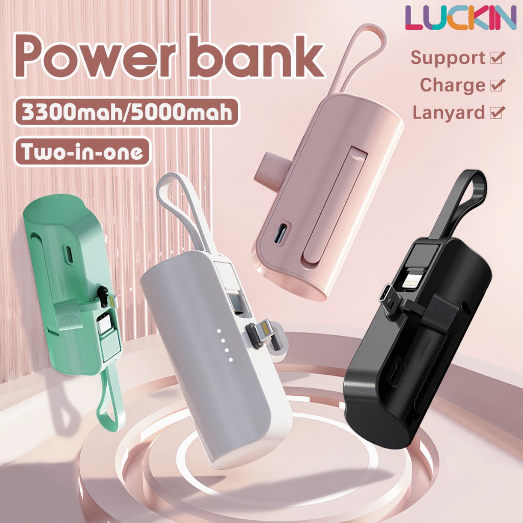2in1 PowerBank 5000mAh Mini Power Bank Type-C iOS Fast Charging ...