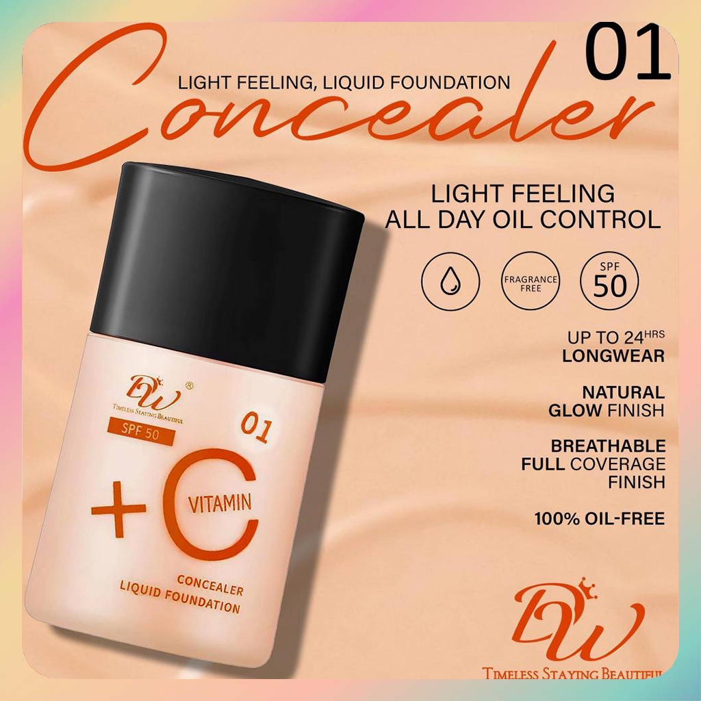 DW Liquid Foundation SPF50 PA+++ Concealer Full Coverage Oil Control ...
