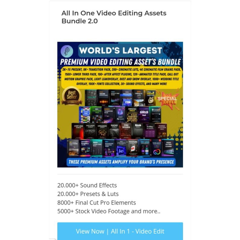 All In One Video Editing Assets Bundle 2.0 (MATHBOT DIGITAL PRODUCTS ...