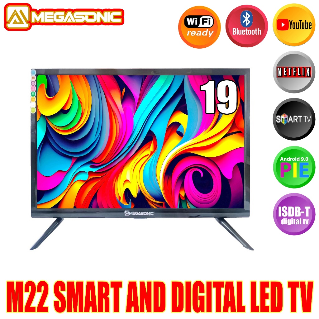 MEGASONIC SMART TV DIGITAL ISDB-T WITH BLUETOOTH LED TV M22 SMART WITH 19 INCH SCREEN | Shopee ...