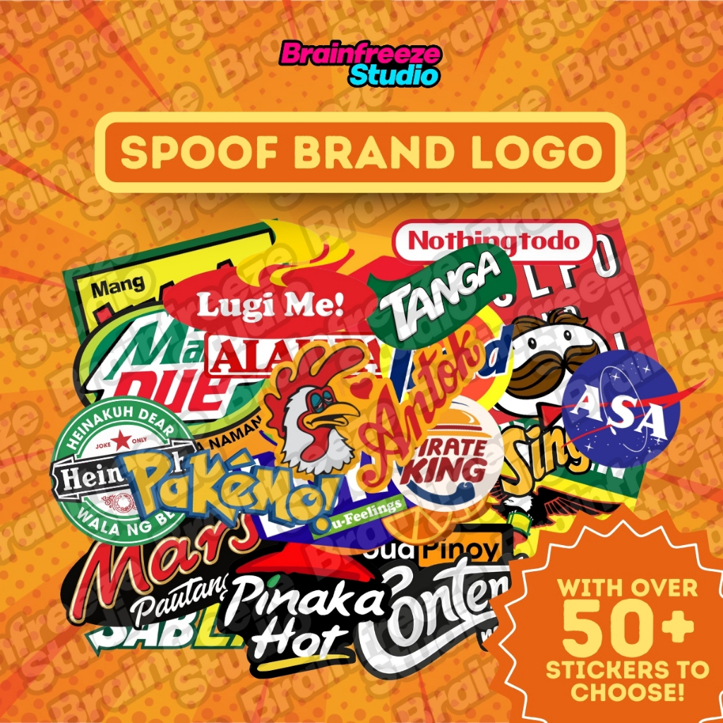 1pc Spoof Brand Logo Waterproof Sticker Funny Meme for Motor Bike Car ...