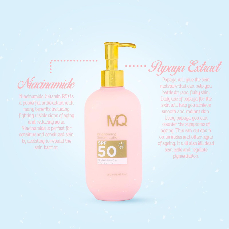 MQ Cosmetics Brightening Serum Lotion SPF50 | Intensive Bleaching Soap ...