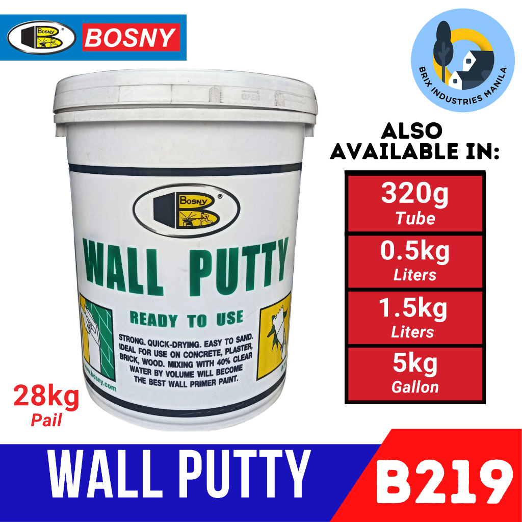 Bosny Wall Putty 28kg Pail Size B219 | Shopee Philippines