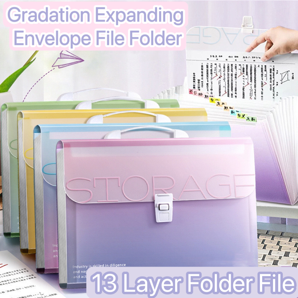 13 Layers Gradient A4 Expanding Envelope Folder Portable Elegant Pastel ...