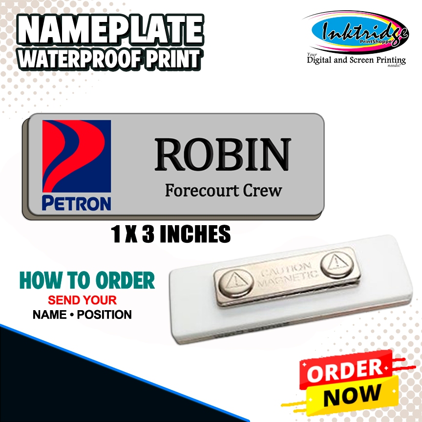 Personalized PETRON Nameplate | 1 x 3 inches | Waterproof Print ...