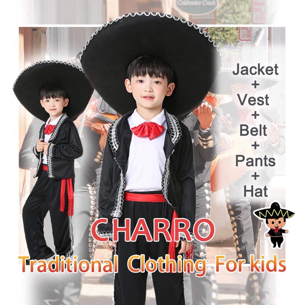 Traditional Mexican Costume for Kids Boys Ethnic Style Halloween Dance ...