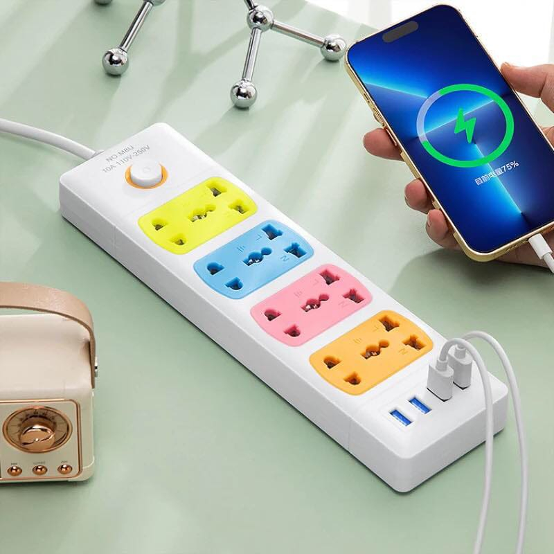 Multi Function Socket Extension Outlet With 4 Power Socket And 4 Usb Ports 1 5 Meter Shopee