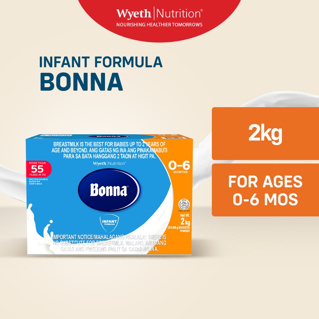 BONNA Stage 1 Infant Formula for 0 to 6 months 2kg (400g x 5) | Shopee ...