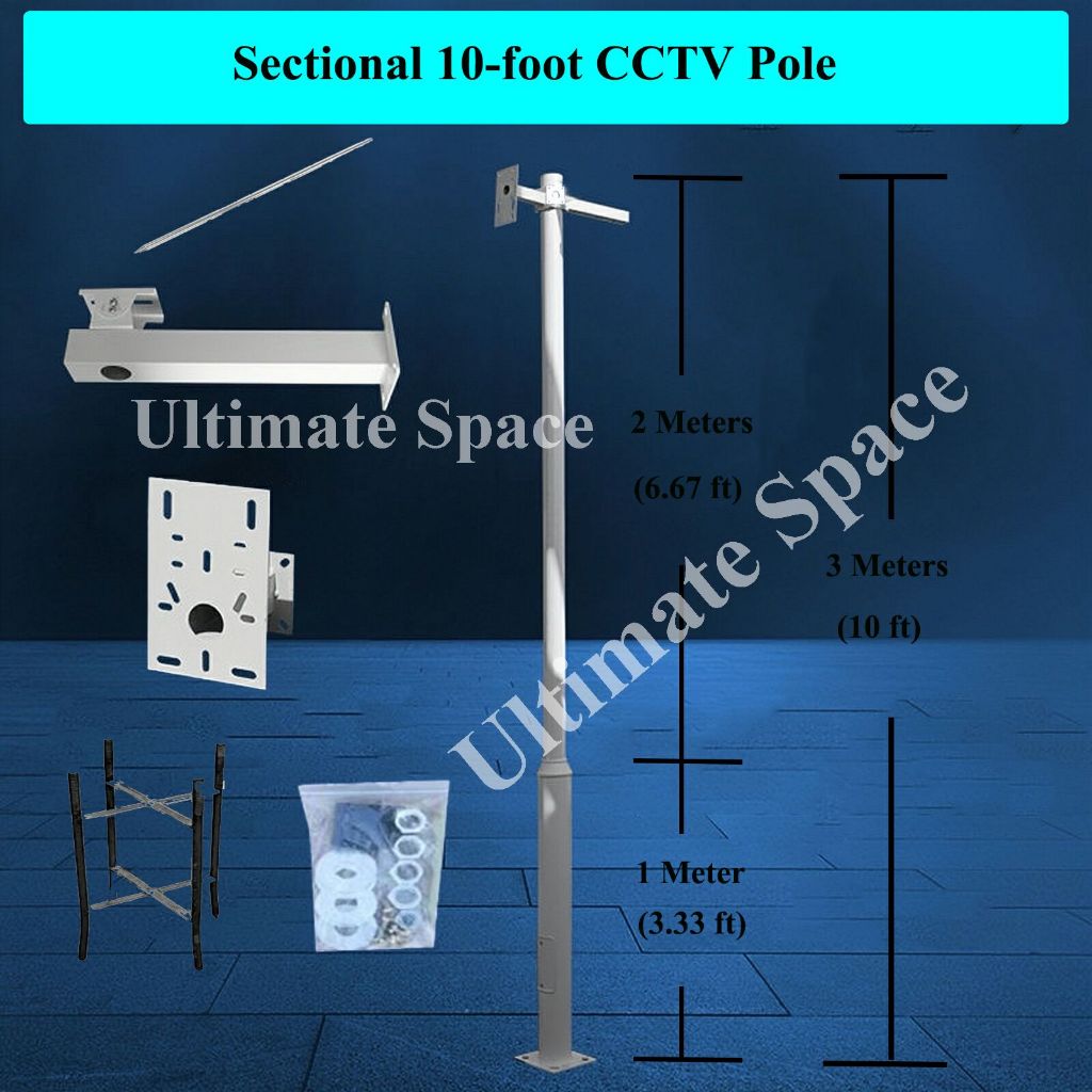 Outdoor 10ft Sectional Galvanized CCTV Pole 3 Meters Segmented ...