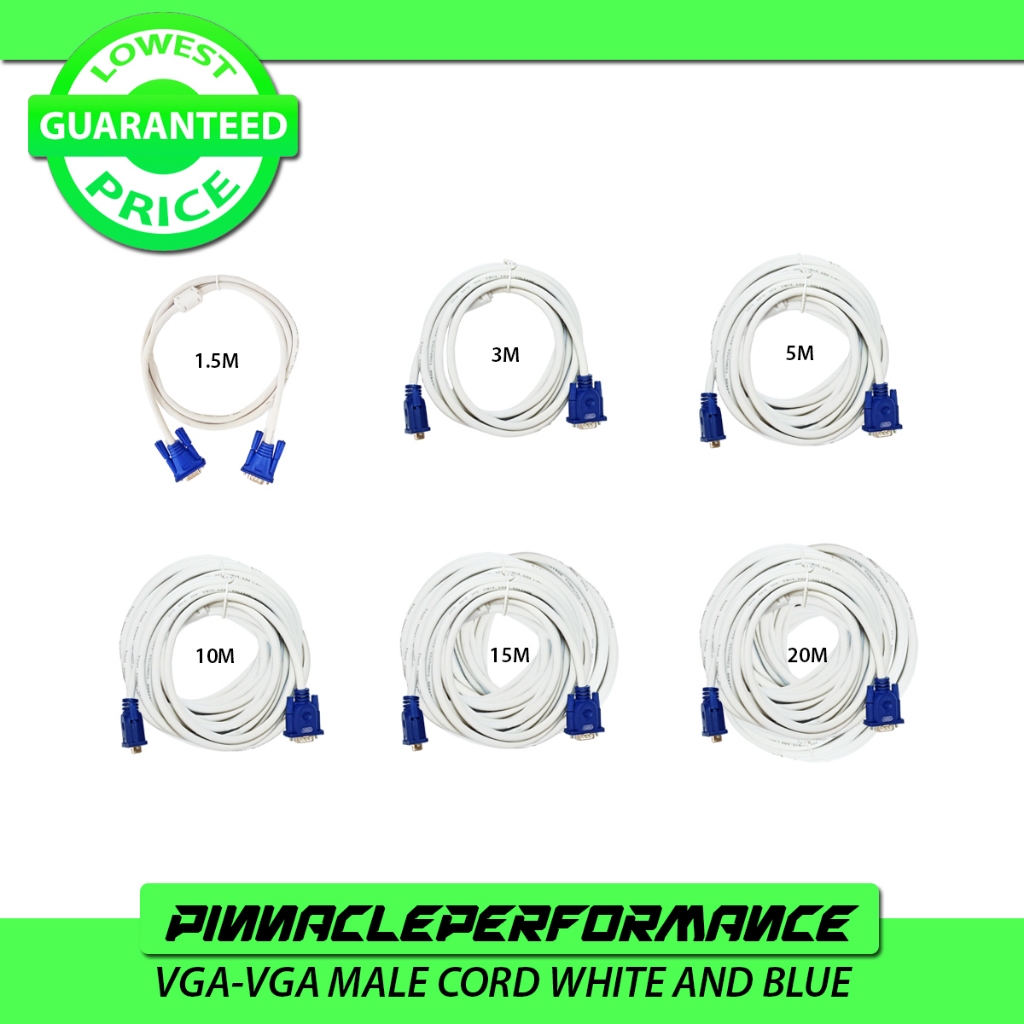 WHITE/BLUE VGA-VGA MALE CORD 1.5m,3m, 5m,10m,15m | Shopee Philippines