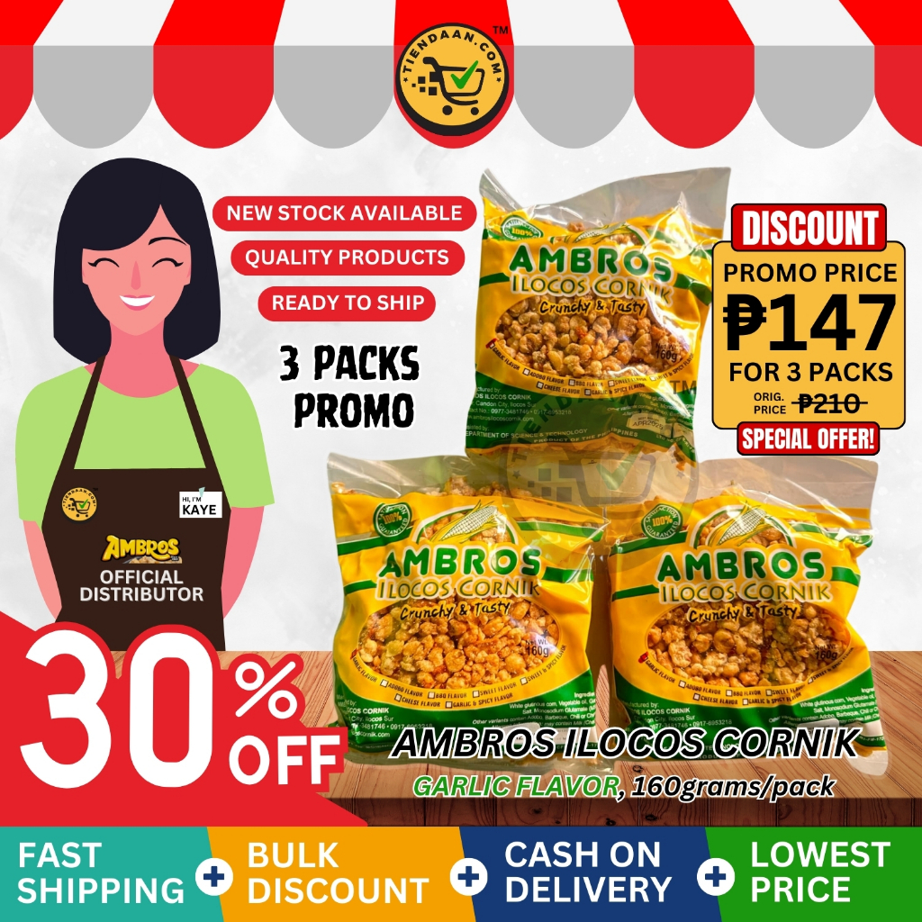 Ambros Ilocos Cornik, Garlic (3 packs x 160grams) | Shopee Philippines