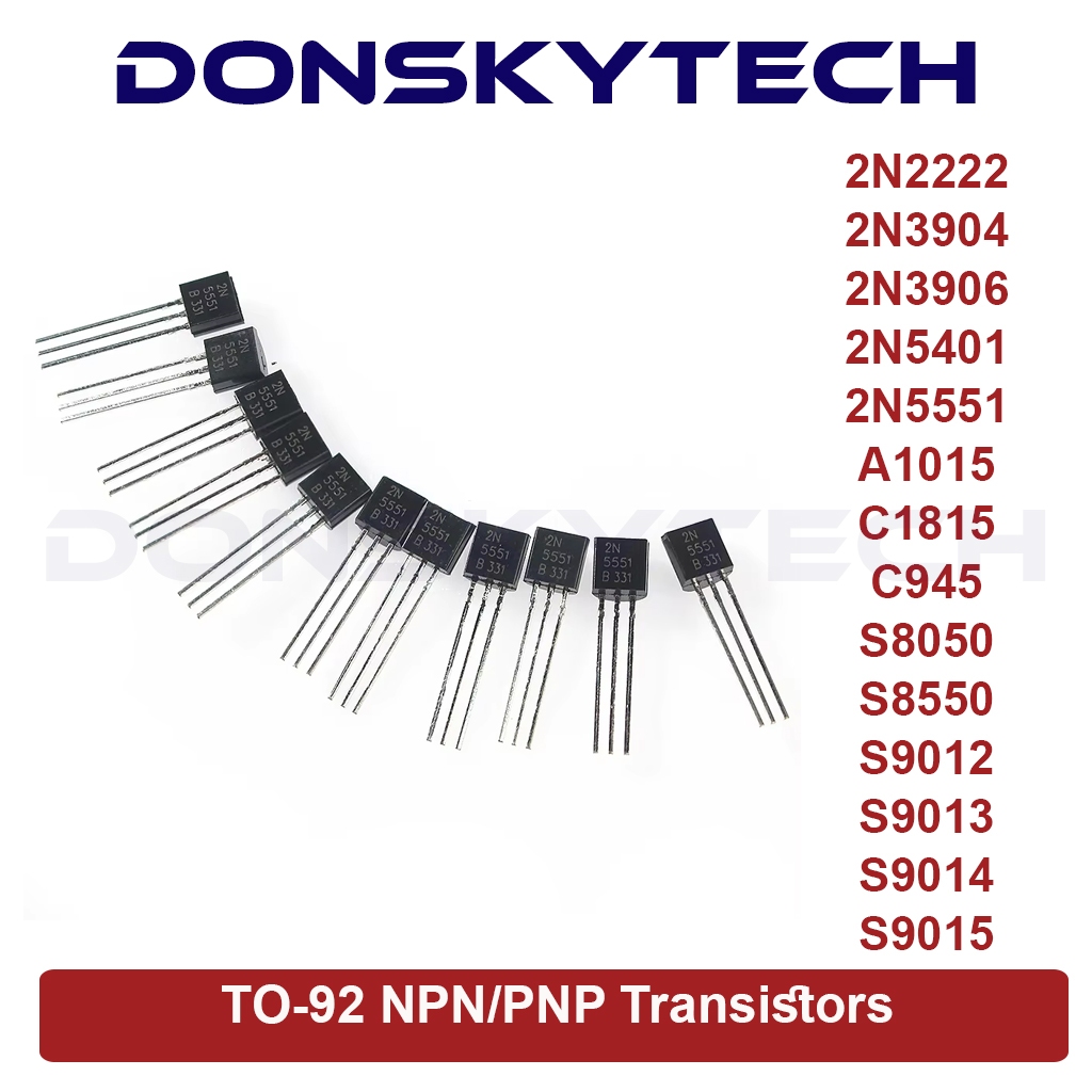 5pcs NPN PNP Transistor 2N2222 2N3904 2N3906 2N5401 2N5551 A1015 C1815 C945 S8050 S8550 S9012 ...