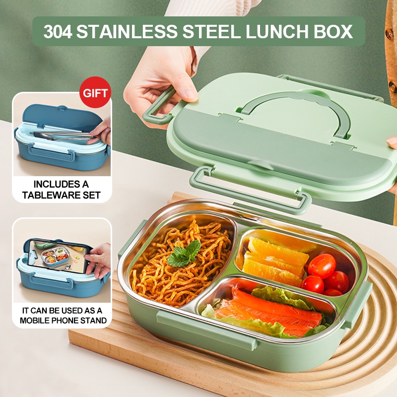 304 Stainless Steel Lunch Box Leak-Proof Bento Box Dinnerware Set ...
