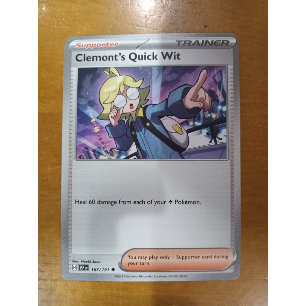 Clemont's Quick Wit - 167/191 - Uncommon SSP Surging Sparks Pokemon TCG ...