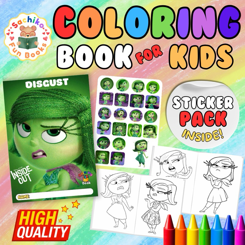 DISGUST INSIDE OUT DISNEY PIXAR COLORING BOOK WITH STICKER PACK SACHIKO ...