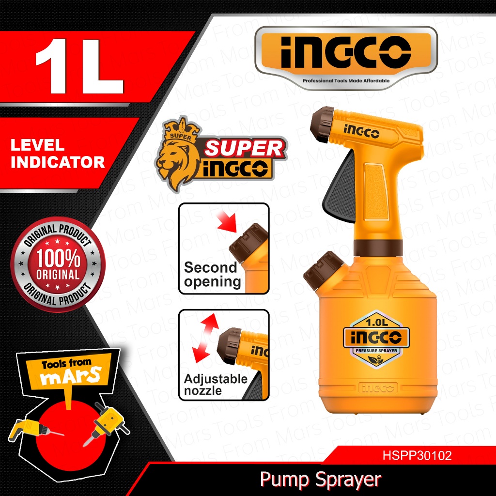 INGCO 1L Pump Sprayer With Straight jet /Mist spray Adjustable Nozzle Sprayer HSPP30102-TFM-HT2 ...