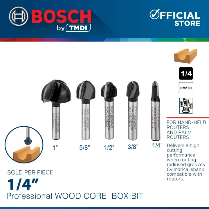 Bosch 1/4" Inch Core Box Bit Router Bits Cutter 1/8" - 1/2" Inch ...
