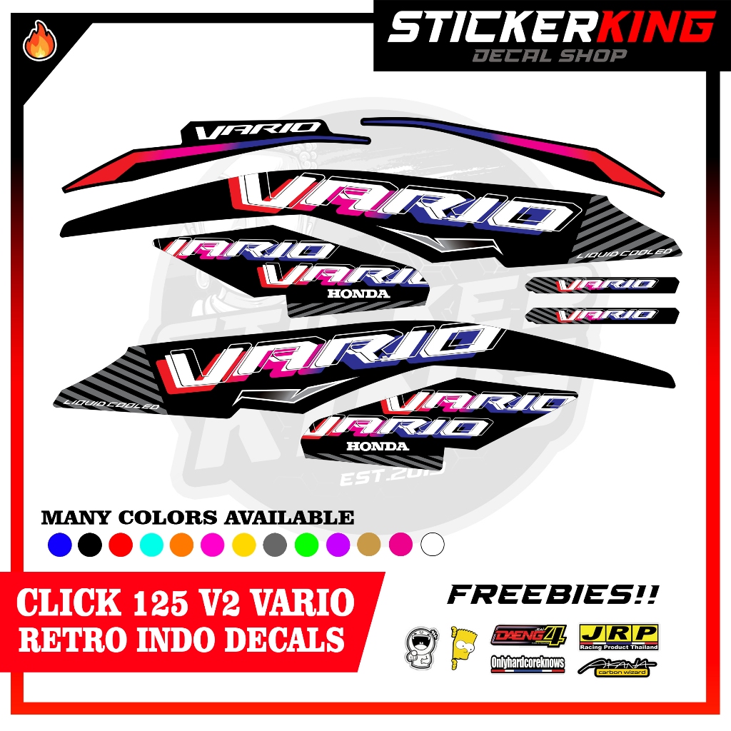Click 125 V2 Vario Retro Decals with Freebies Stickers Thailand Indo ...