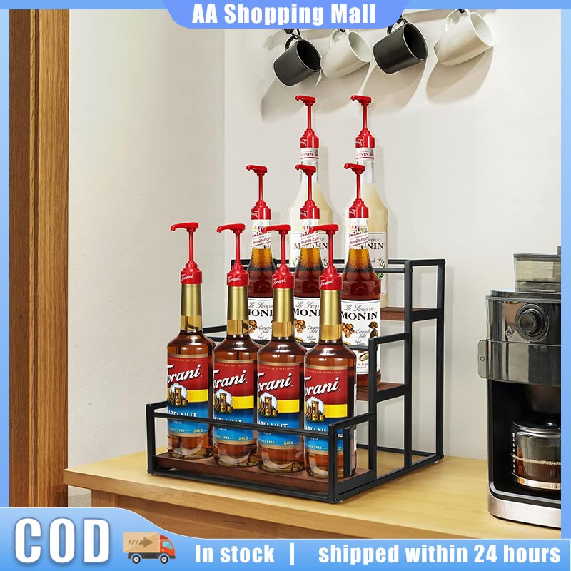 Coffee Syrup Rack Organizer 3 Tier Bottle Stand Bar Drink Holder For ...