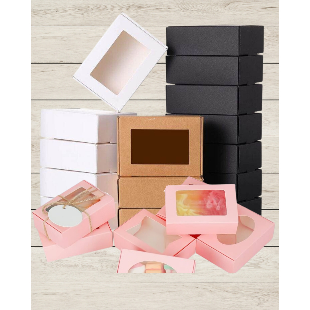 QJOQ.ph | 10pcs Mini Kraft Paper Box W/ Window jewelry box handmade ...