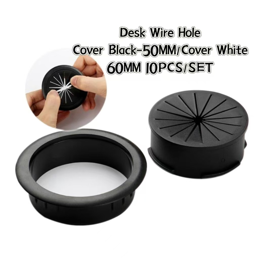 10pcs 50/60mm Office Desk Wire Cable Hole Cover Desk Cord Grommet ...