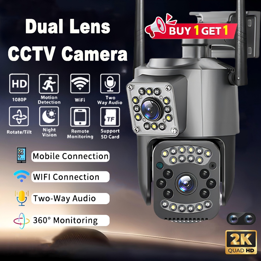 BUY 1 TAKE 1 V380 Pro CCTV Camera Outdoor Waterproof Dual Len 16MP UHD Motion Detect Two-Way ...