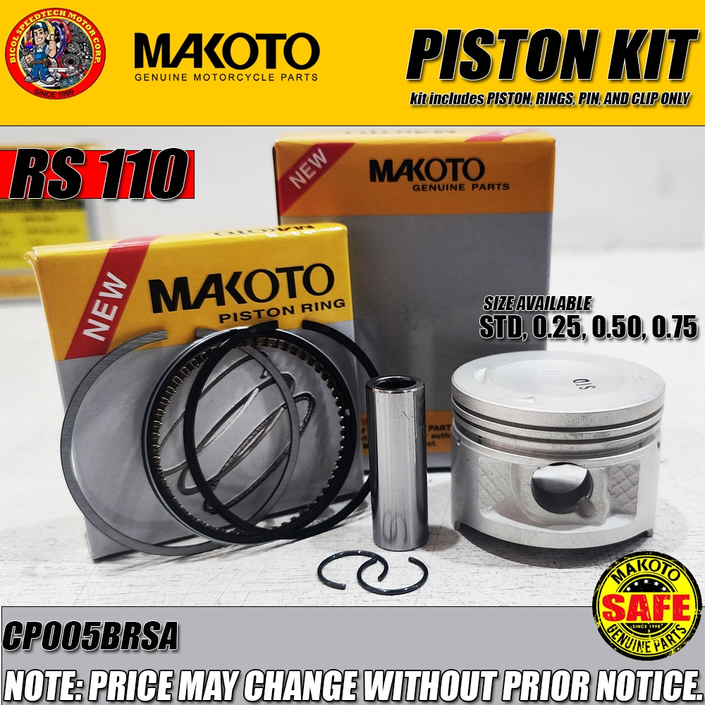 RS 110 PISTON KIT WITH RING, PIN, CLIP (BRAND: "MAKOTO" ) (CP005BRSA ...