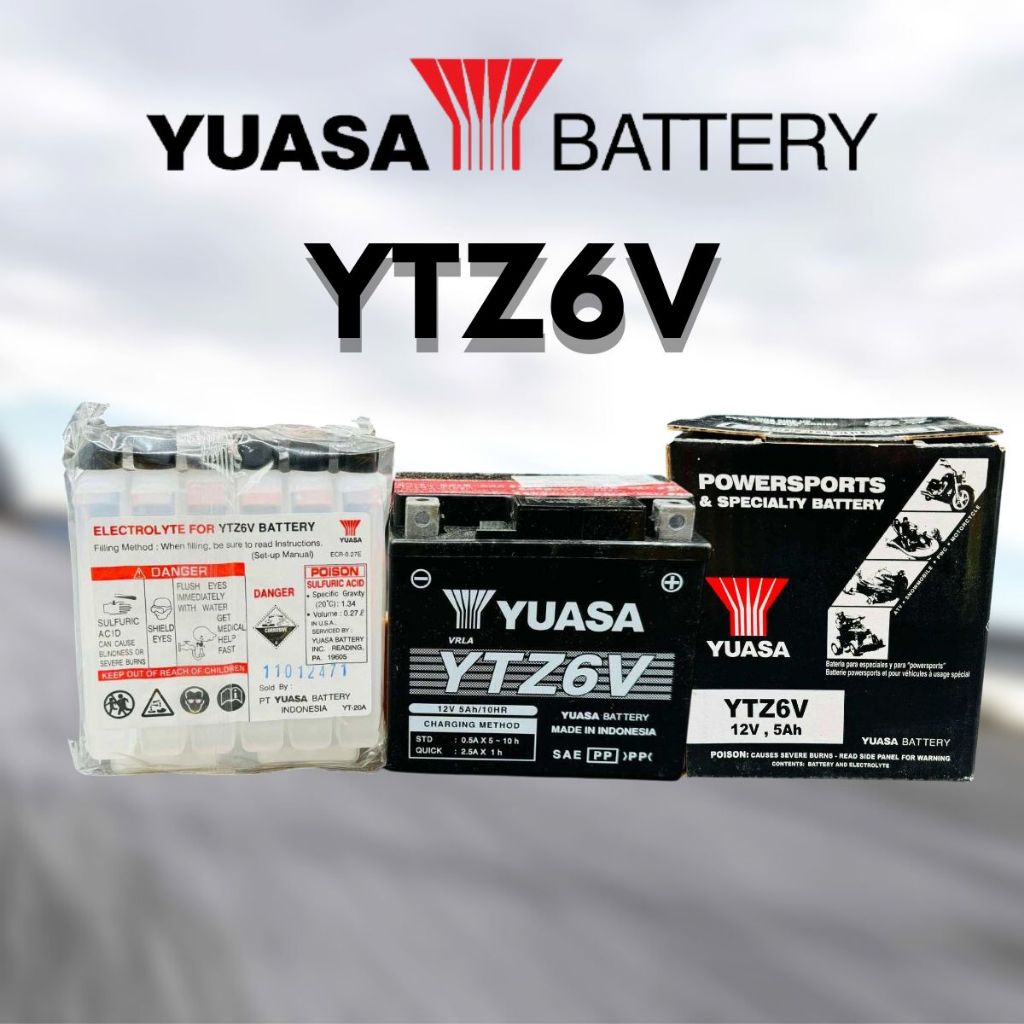 YUASA YTZ6V Separate Acid Motorcycle Battery 12v for NMAX V2 / AEROX V2 ...