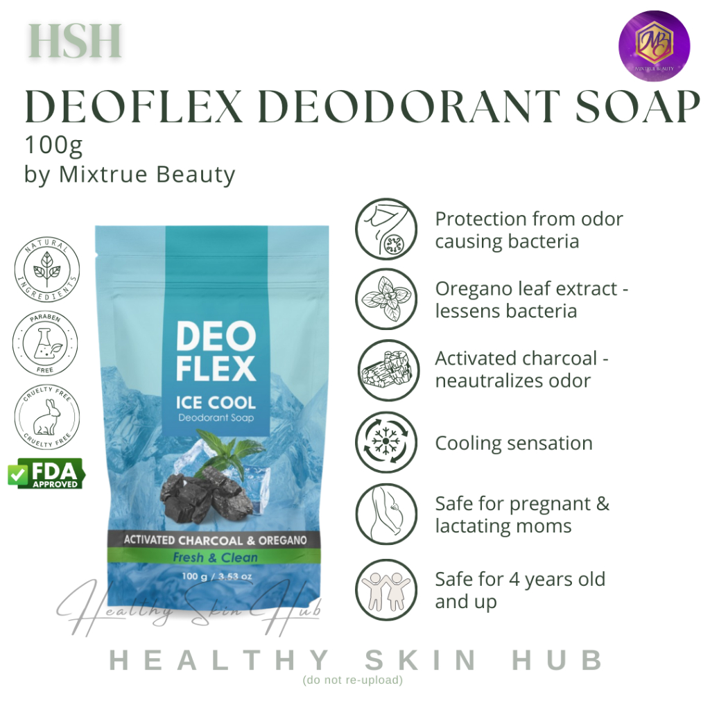 Deoflex Ice Cool Deodorant Soap by Mixtrue Beauty For Body Odor with ...