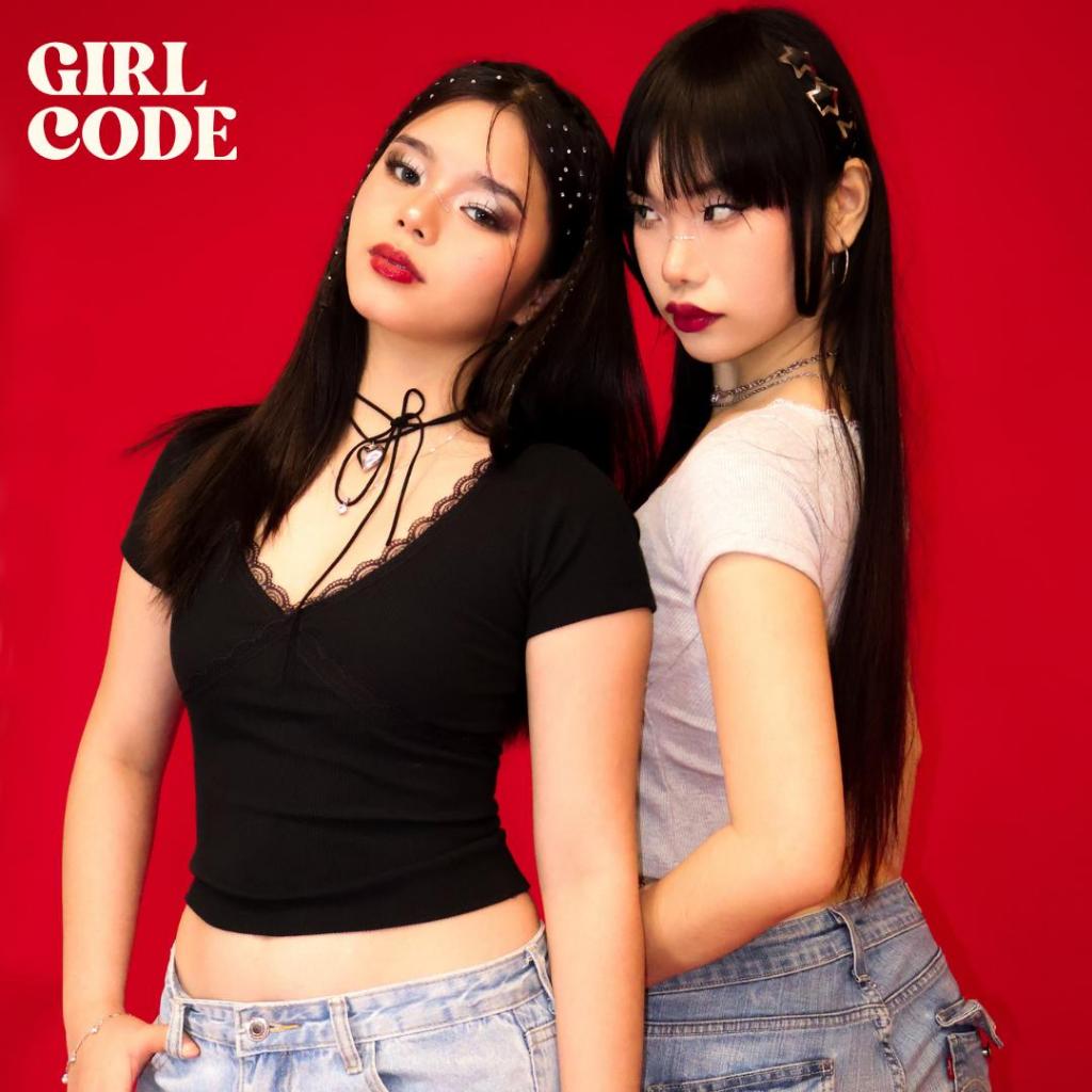 GIRL CODE Lucy Lace Knitted Top - Short Sleeve Cotton Fabric Women's ...