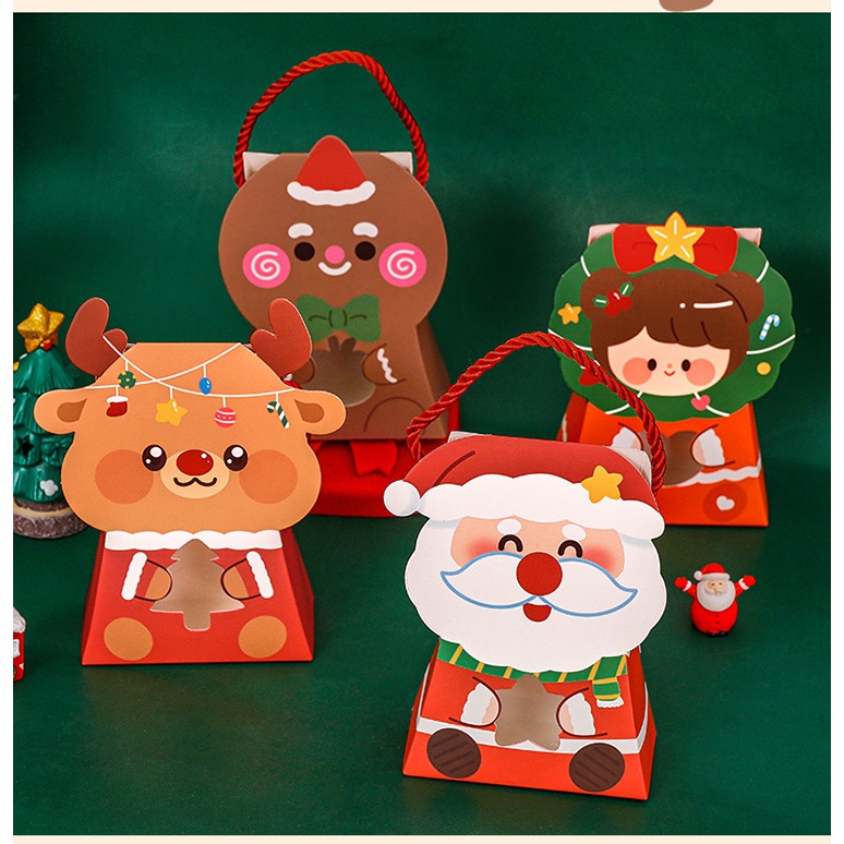 Cartoon christmas window gift box kids christmas candy gift bag ...