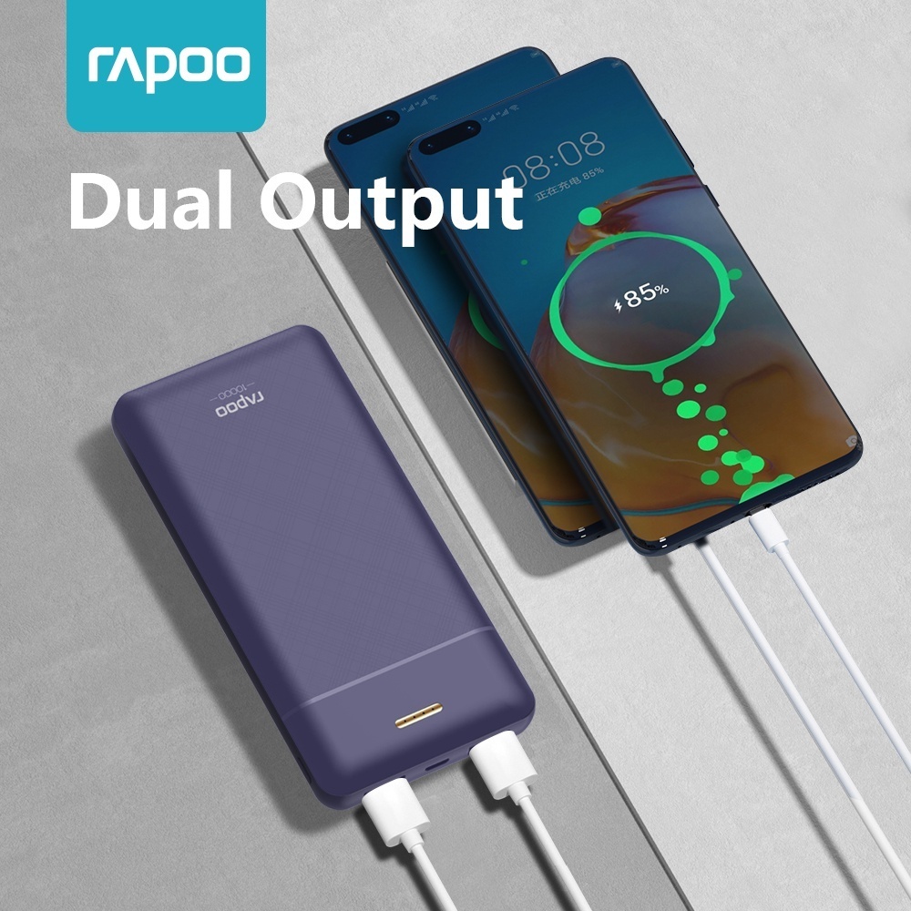 Rapoo Original S1005 10000mAh Powerbank Li Polymer Dual Output Fast ...