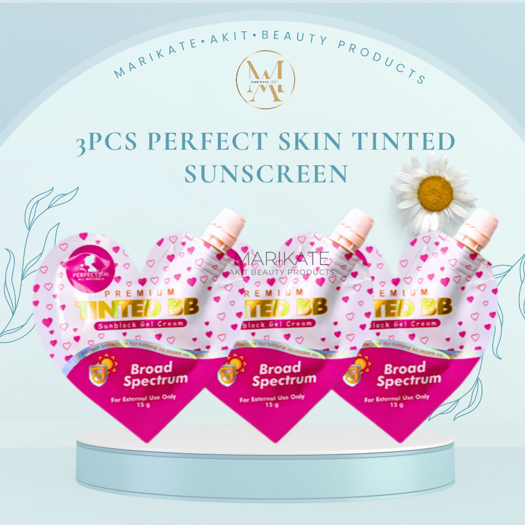 BUY 3 PERFECT SKIN Premium Tinted BB Sunblock Gel Cream SPF45 Broad Spectrum Sunscreen 15g ...