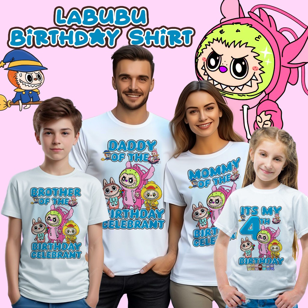 Labubu Family Shirt Set - Birthday Matching Outfits for Parents, Kids ...