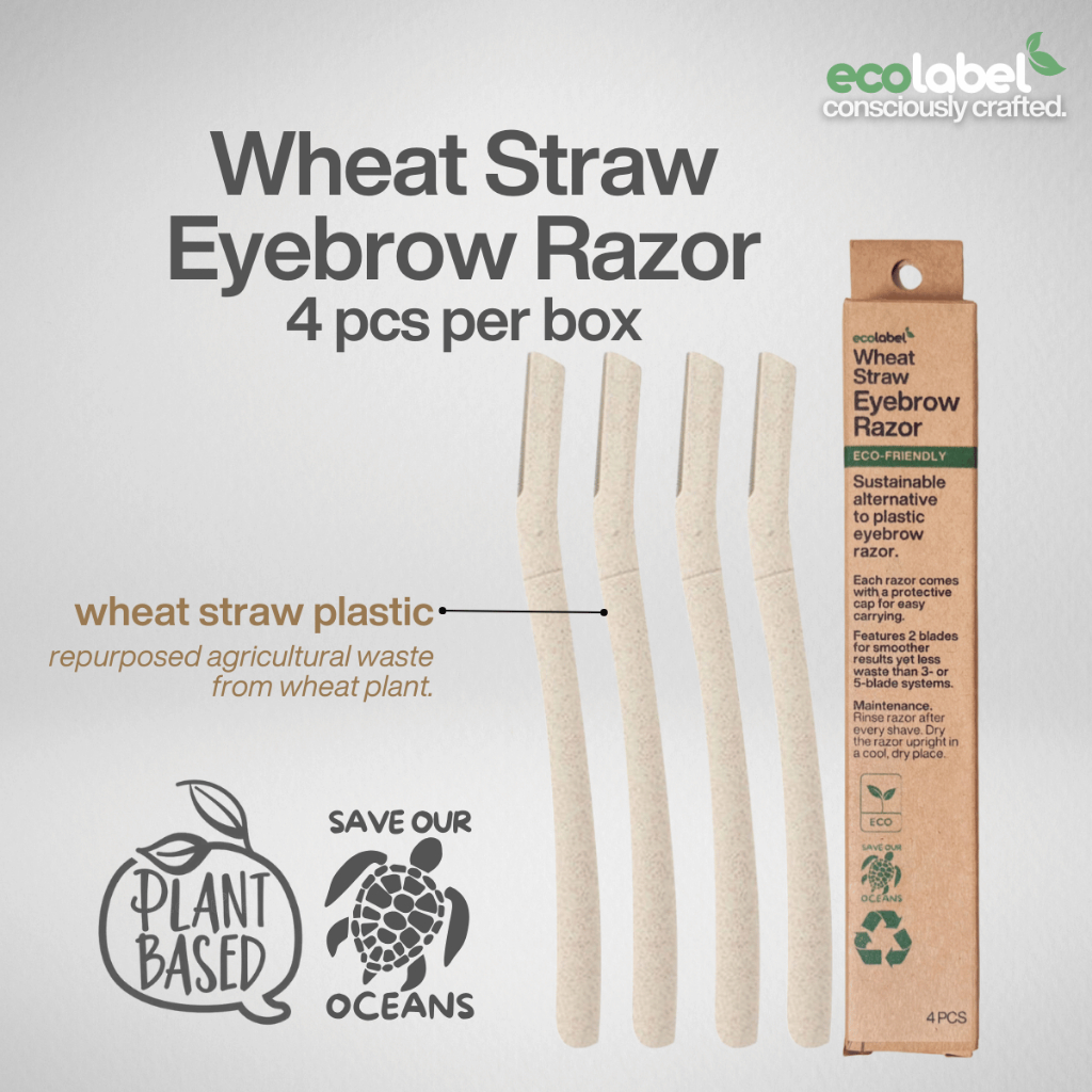 Eco-Friendly Reusable Wheat Straw Eyebrow Razor 4pcs 100% Biodegradable Compostable Plant-Based ...