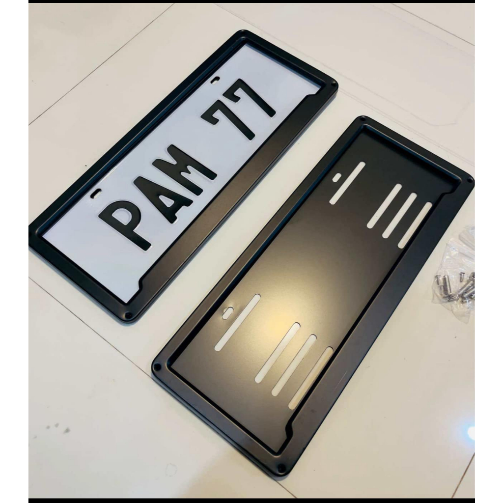 Car License Plate Frame Holder Accessories 2 pcs Aluminum Black Coated ...