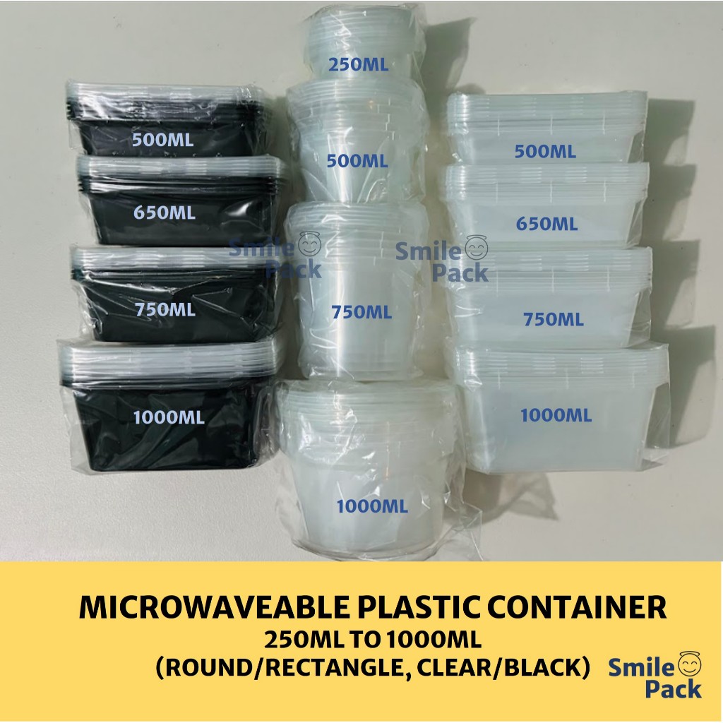 Plastic Microwaveable Food Container Disposable - Round or Rectangle ...