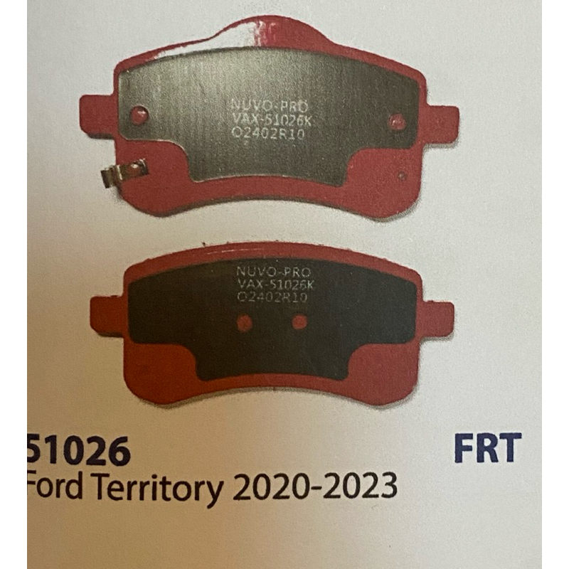 BRAKE PAD FRONT FORD TERRITORY 2020-2023 VA-51026 / VAX-51026 NUVO PRO ...