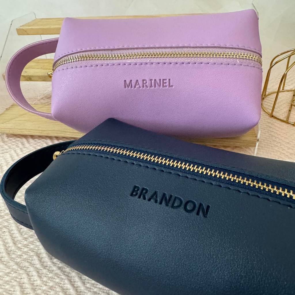 Travel Pouch / Make Up Kit Personalized Faux Leather | Shopee Philippines