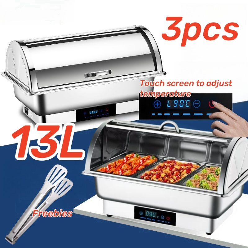 13L 3-grid food warmer stainless with electric heater display seal ...